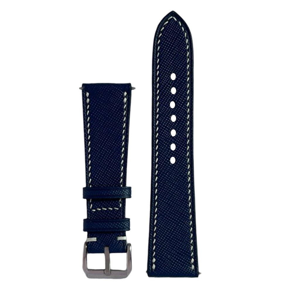 Navy Blue Saffiano Leather Watch Bands Personalized Watch Straps for ...