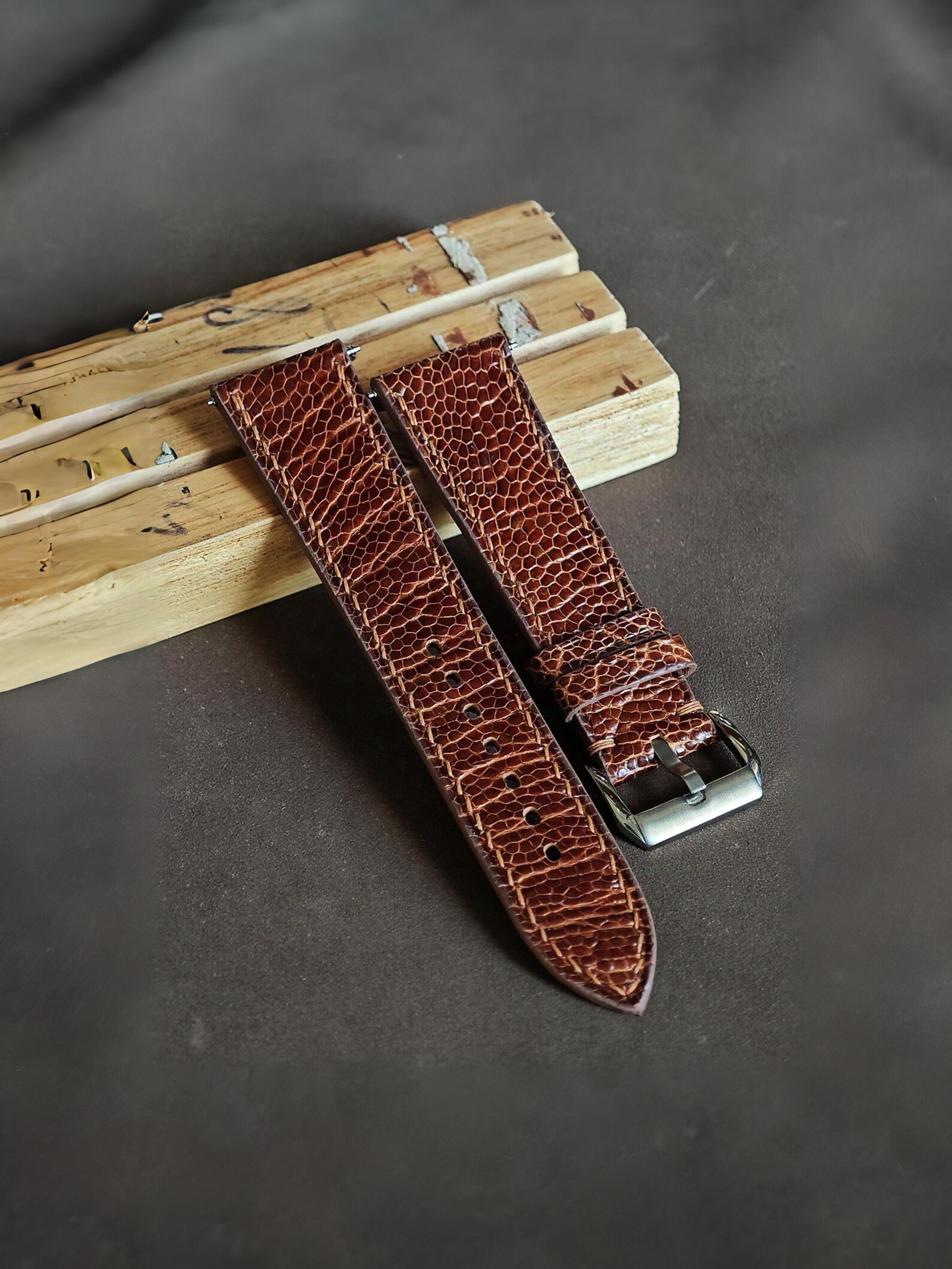 Brown Leather Watch Bands, Ostrich Leg Handmade Leather Watch Strap ...