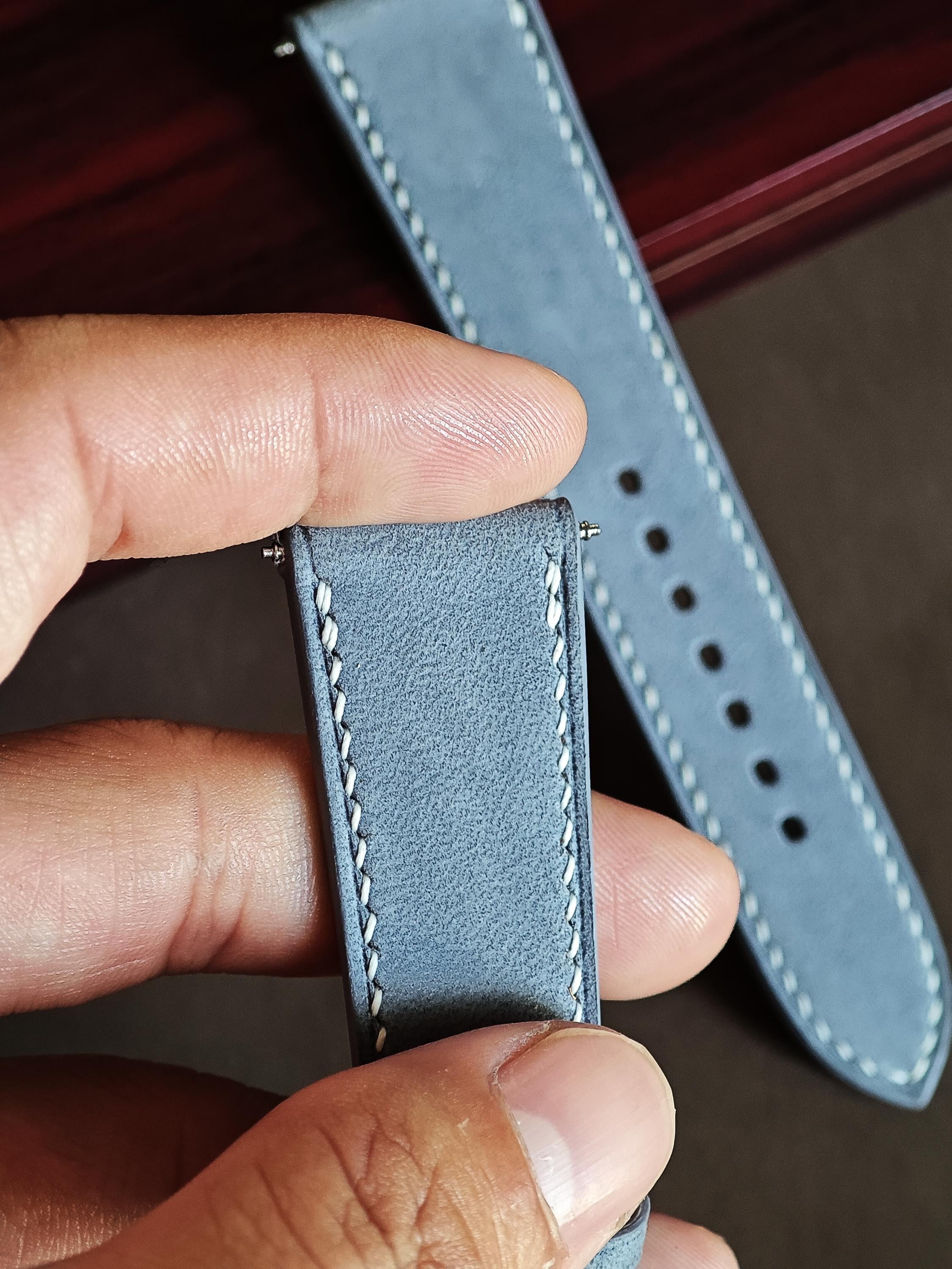 Nubuck Baby Blue Leather Watch Straps, Handcrafted Watch Bands Various ...