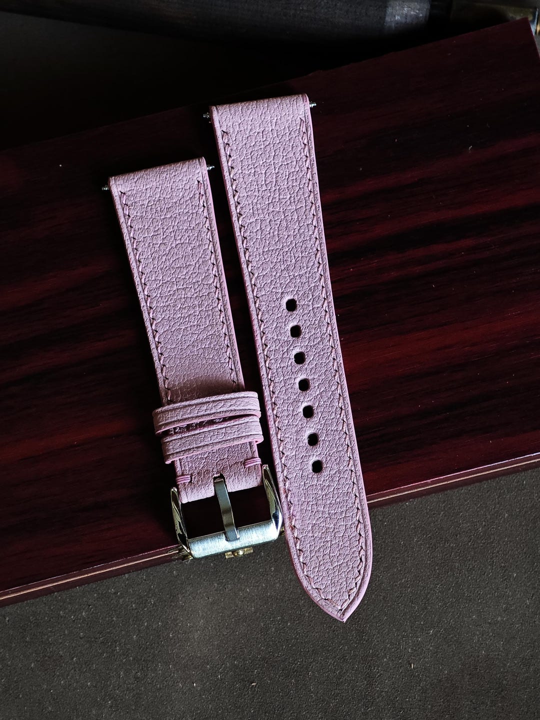 Baby Pink Alran Chevre Leather Watch Strap: Handmade Watch Band - Etsy
