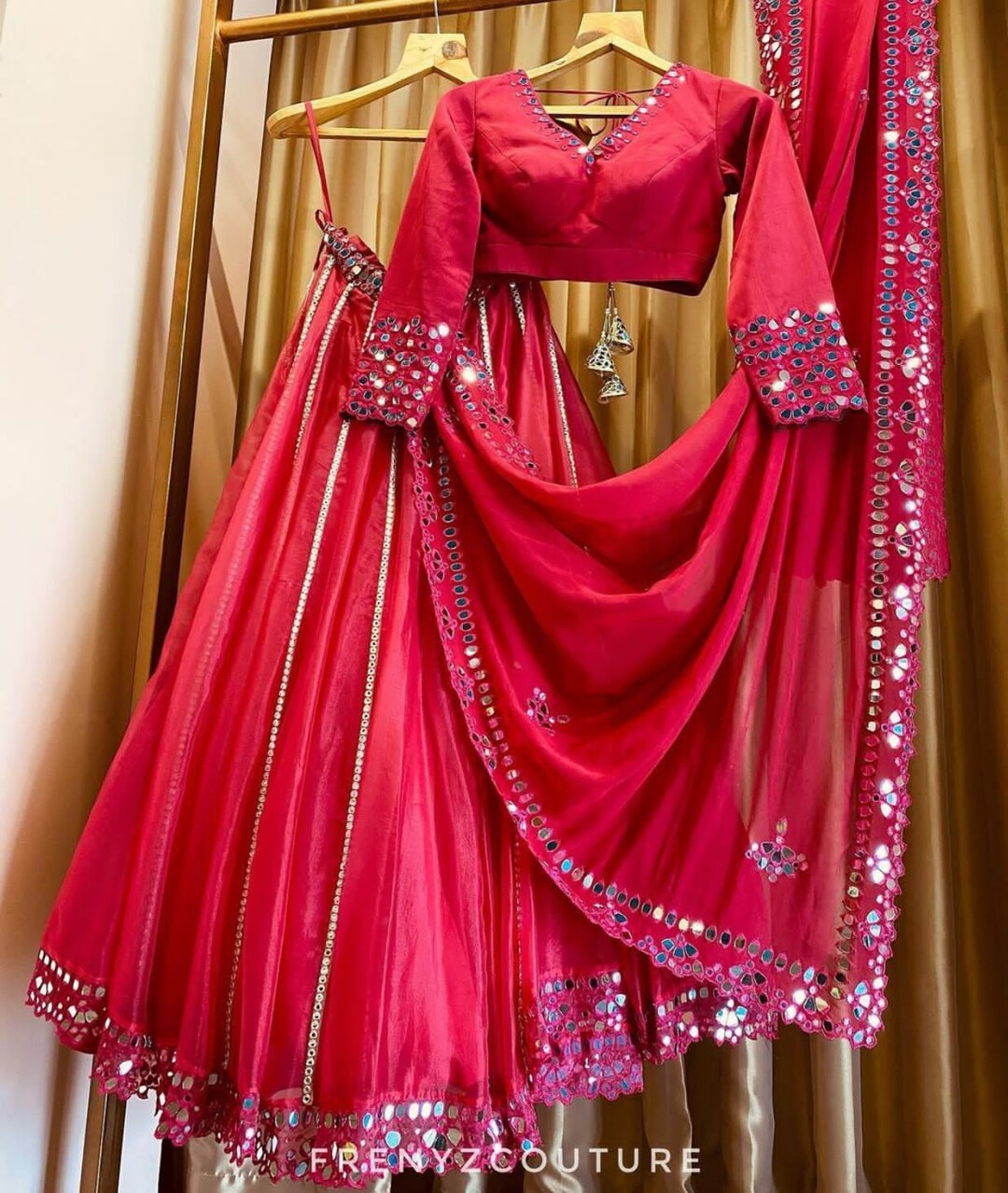 Indian Wedding Party Wear Two Tone Red Color Silk Foil Paper - Etsy
