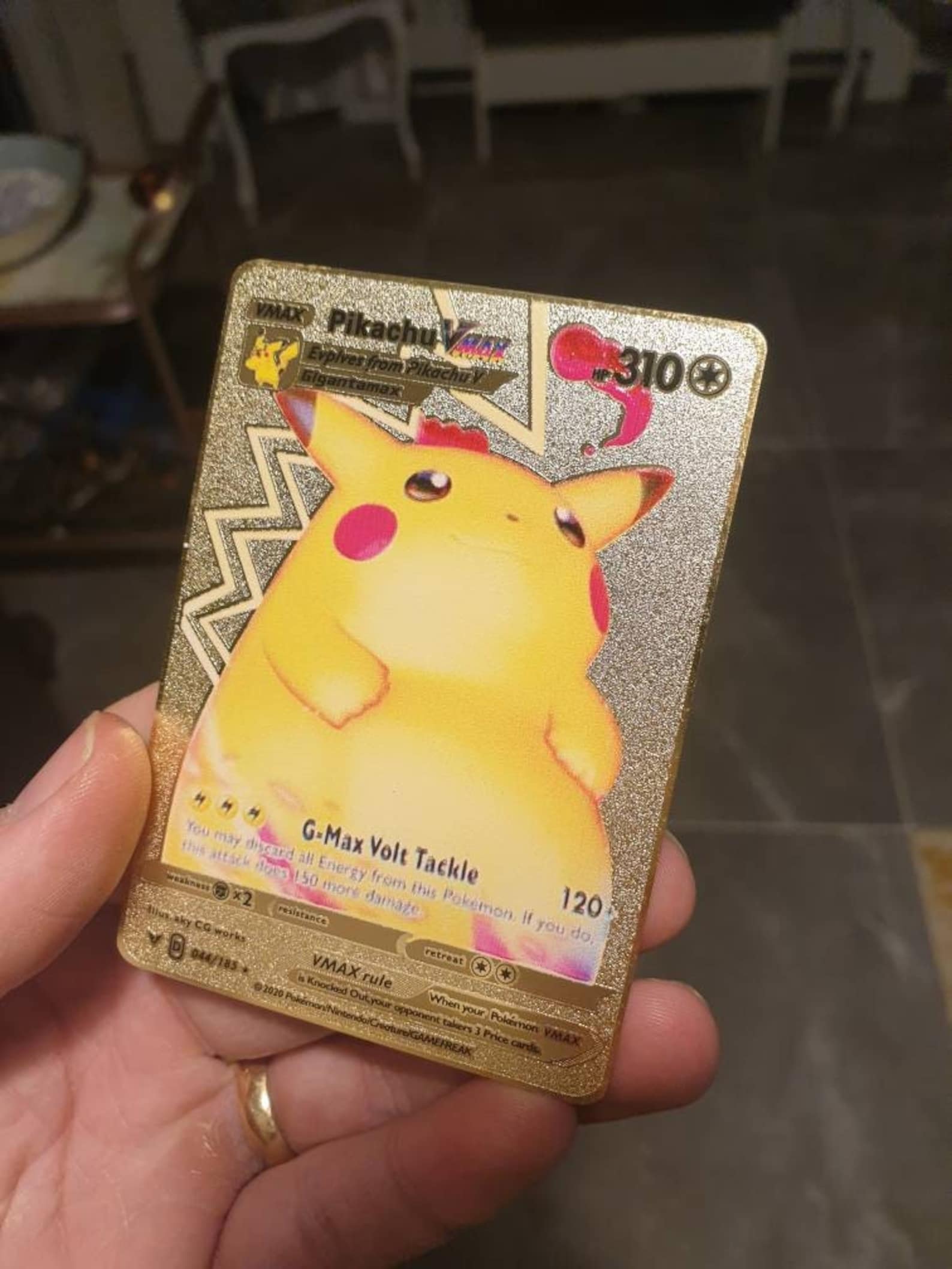 Gold Pikachu Vmax Pokemon Card 044 185 Hyper Rare V Metal Etsy