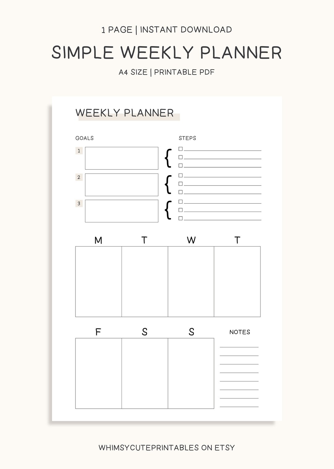 Weekly Planner Printable to Do List, Minimal Weekly Schedule, Weekly ...