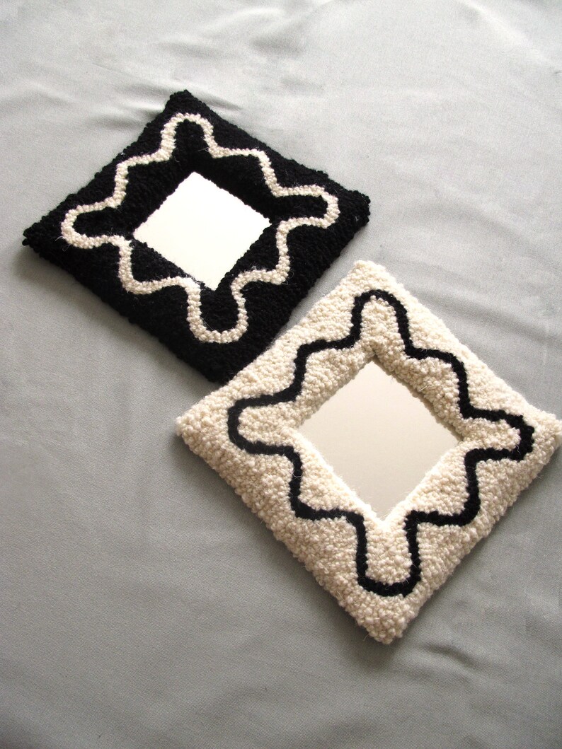 Tufted Mirror Wall Decor for Living Room Decorative Wavy - Etsy