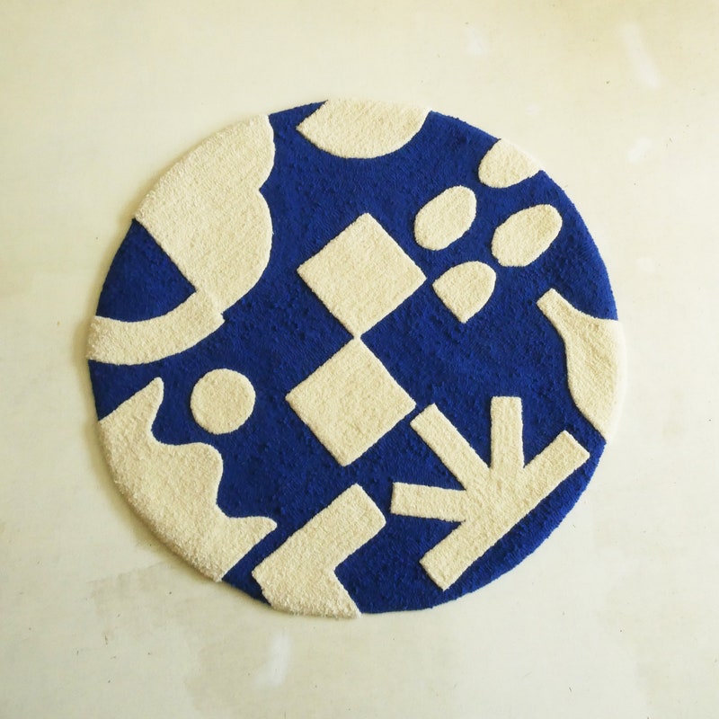 Blue Round Rug - Etsy