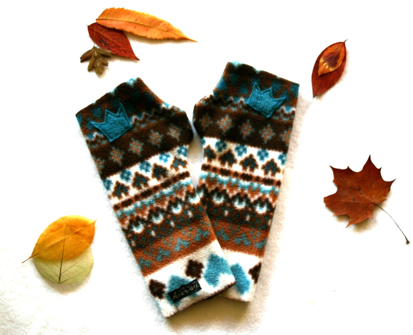 Arm Warmers Hand Warmers With Thumb Hole Norwegian Pattern With Star or ...