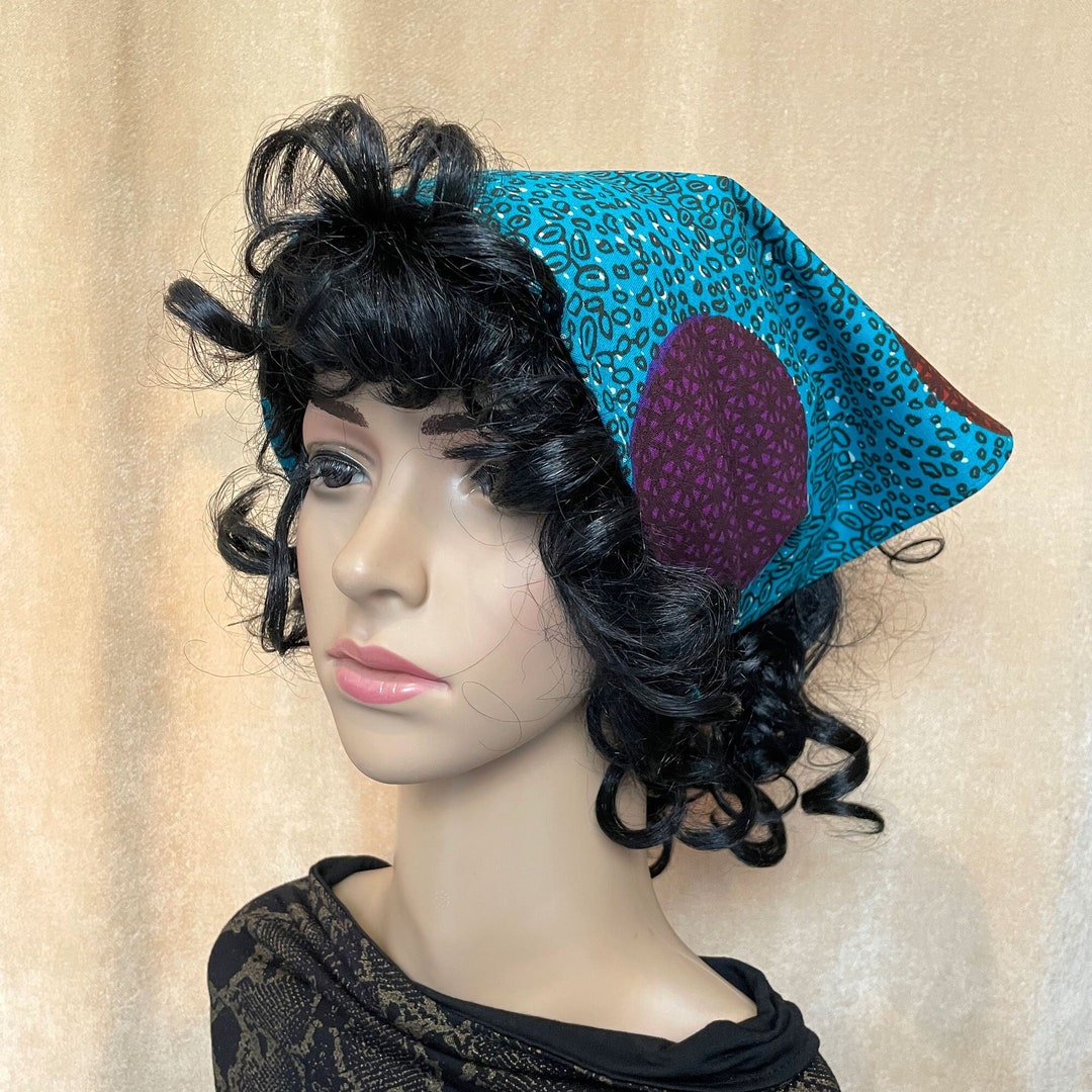 Bandana in Turquoise With Large Dots Made of African Wax Print Cotton ...