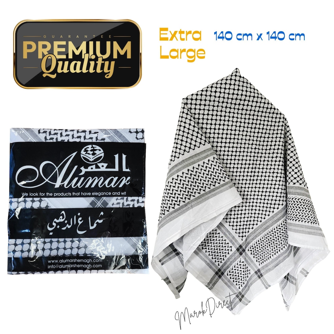 Premium Shemagh Keffiyeh Scarf, Palestine Scarf, Traditional Black and ...