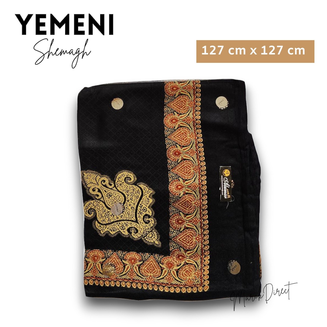 Elegant Yemeni Shemagh Shawl, Black Yemeni Shemagh Keffiyeh for Men ...