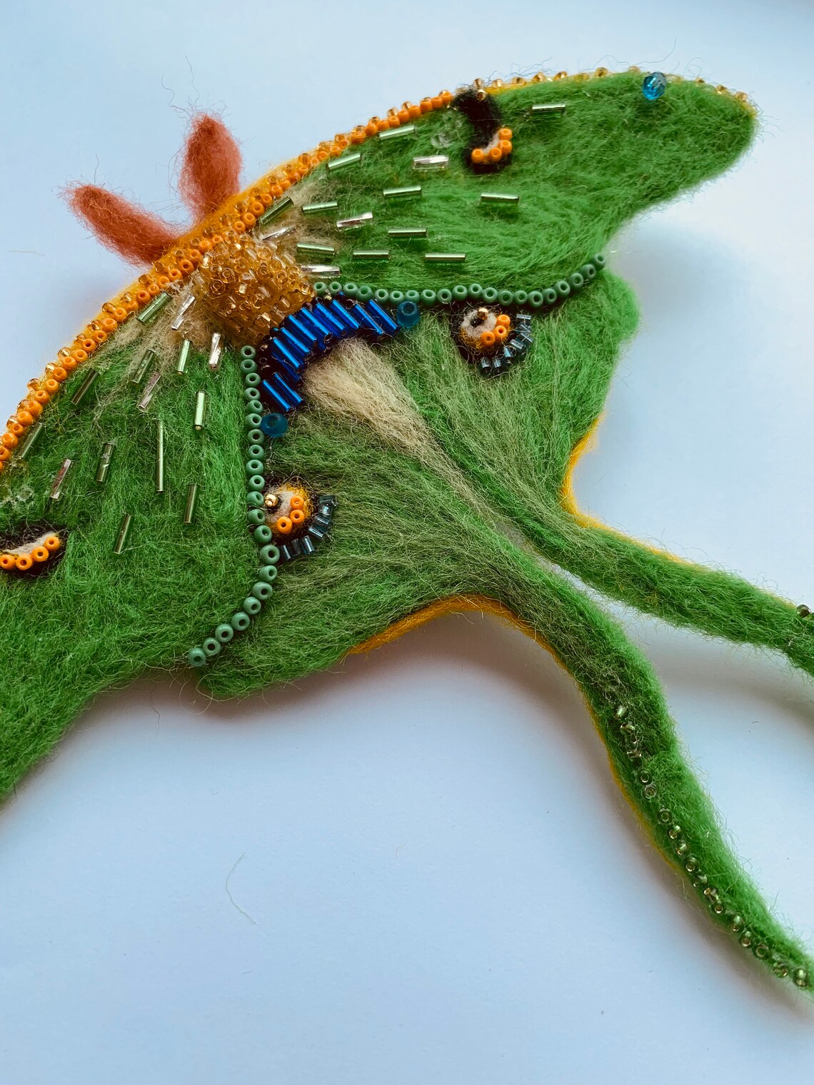 Needle Felted Luna Moth Ornament Decoration T Etsy