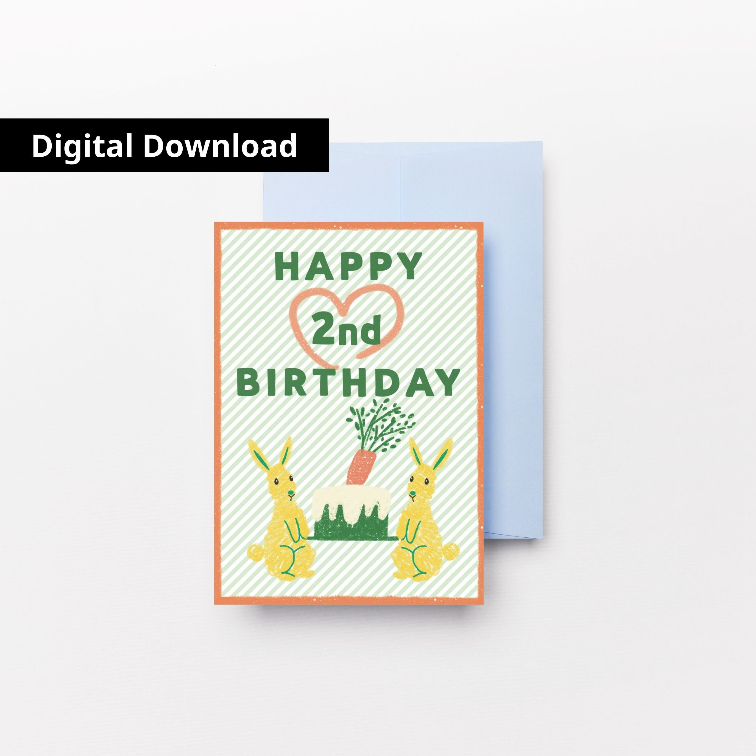 2nd Birthday Card With BD Carrot Cake, Milestone Happy Birthday With ...