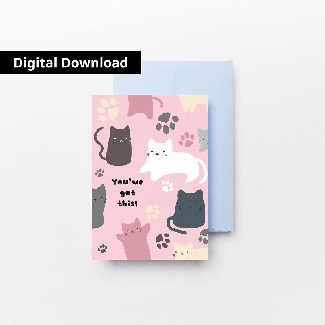 You've Got This Card With Cats, Encouraging Card With Cat Footprints ...