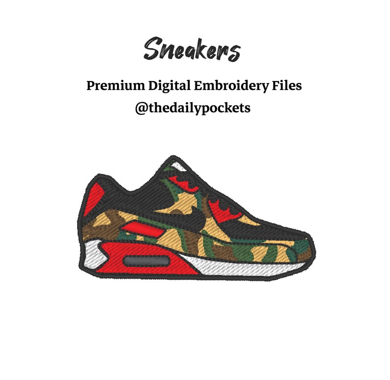 Sneakers Embroidery Design, Air Max Camo Embroidery Design, Air Jordan ...