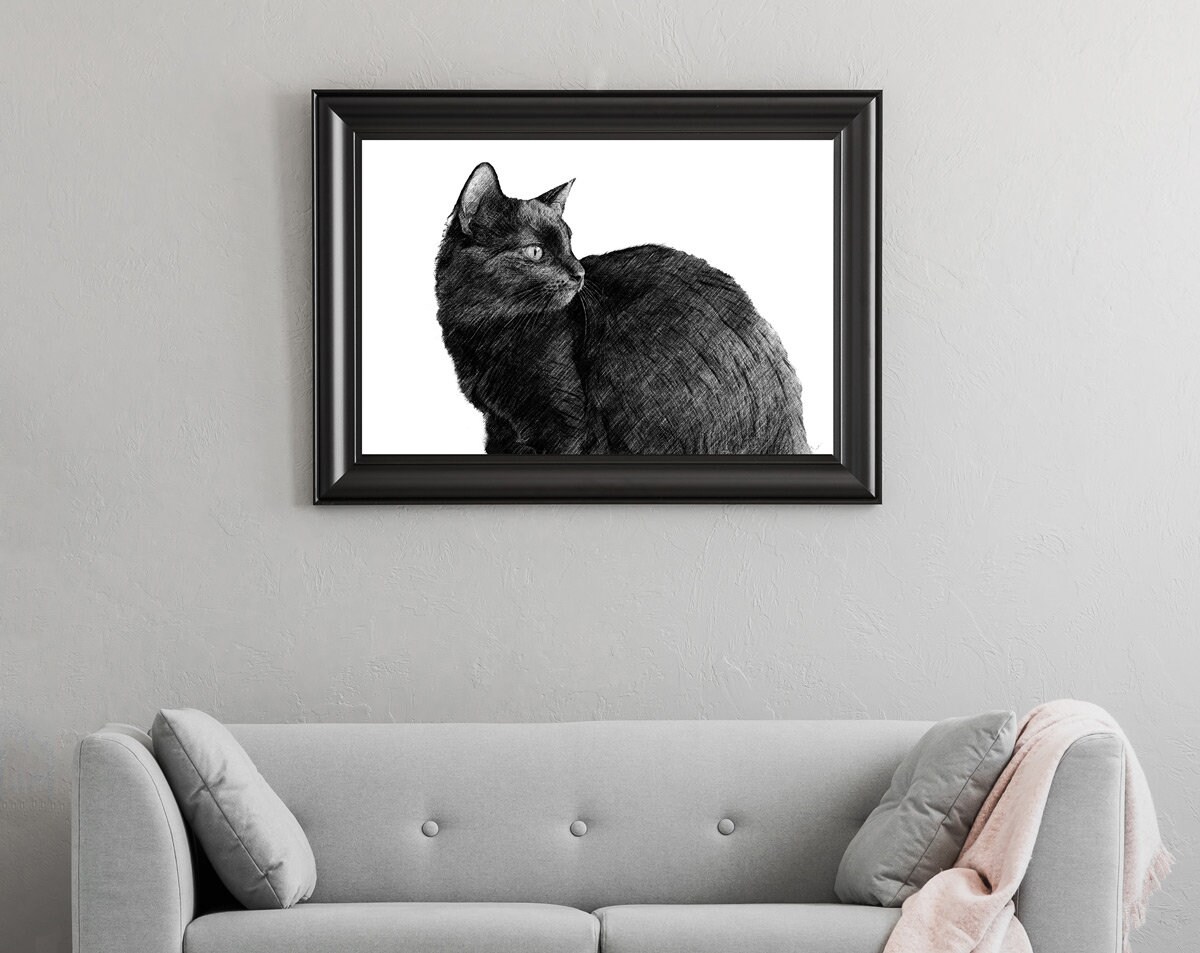 Black Cat Printable, Black Cat Artwork, Black Cat Print, Black Cat ...
