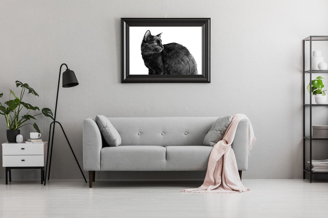 Black Cat Printable, Black Cat Artwork, Black Cat Print, Black Cat ...