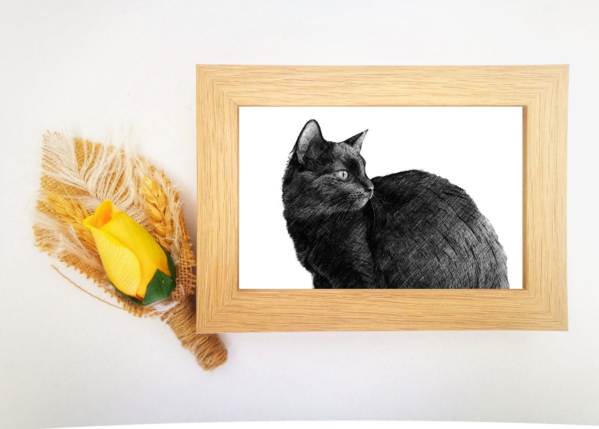 Black Cat Printable, Black Cat Artwork, Black Cat Print, Black Cat ...