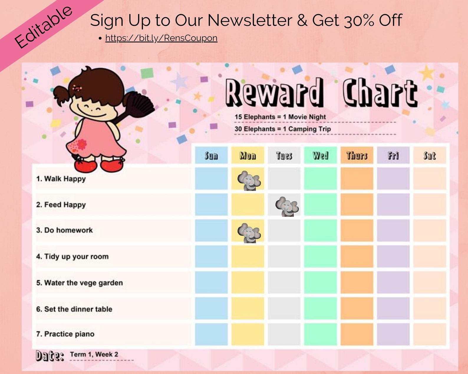 Chore Chart for Kids, Chore Chart, Girls and Boys Reward Chart ...