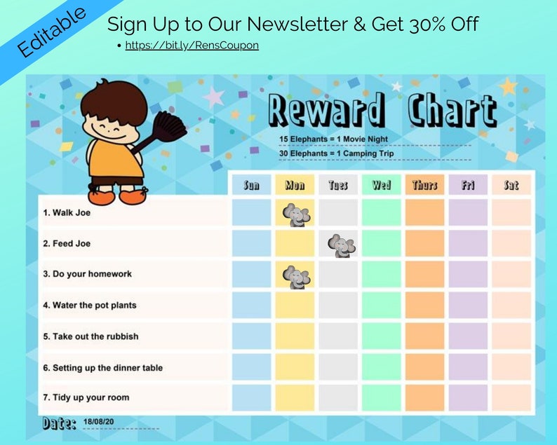 Chore Chart for Kids, Chore Chart, Girls and Boys Reward Chart ...