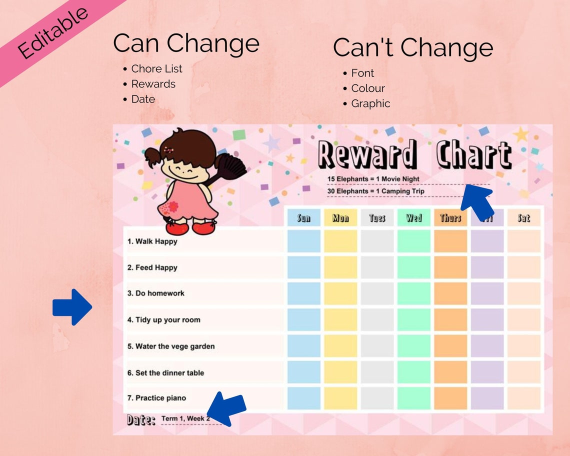 Chore Chart for Kids, Chore Chart, Girls and Boys Reward Chart ...