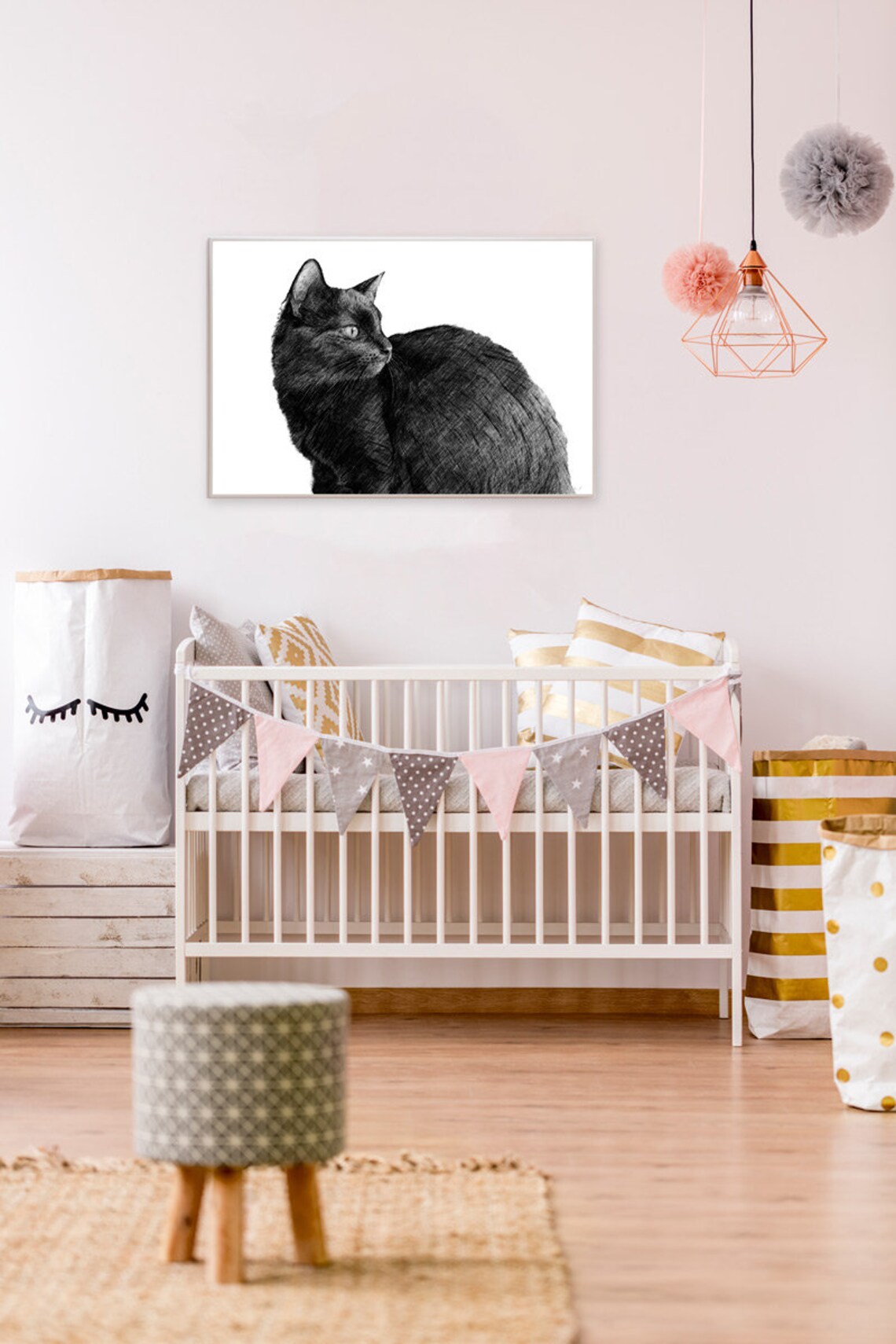 Black Cat Printable, Black Cat Artwork, Black Cat Print, Black Cat ...