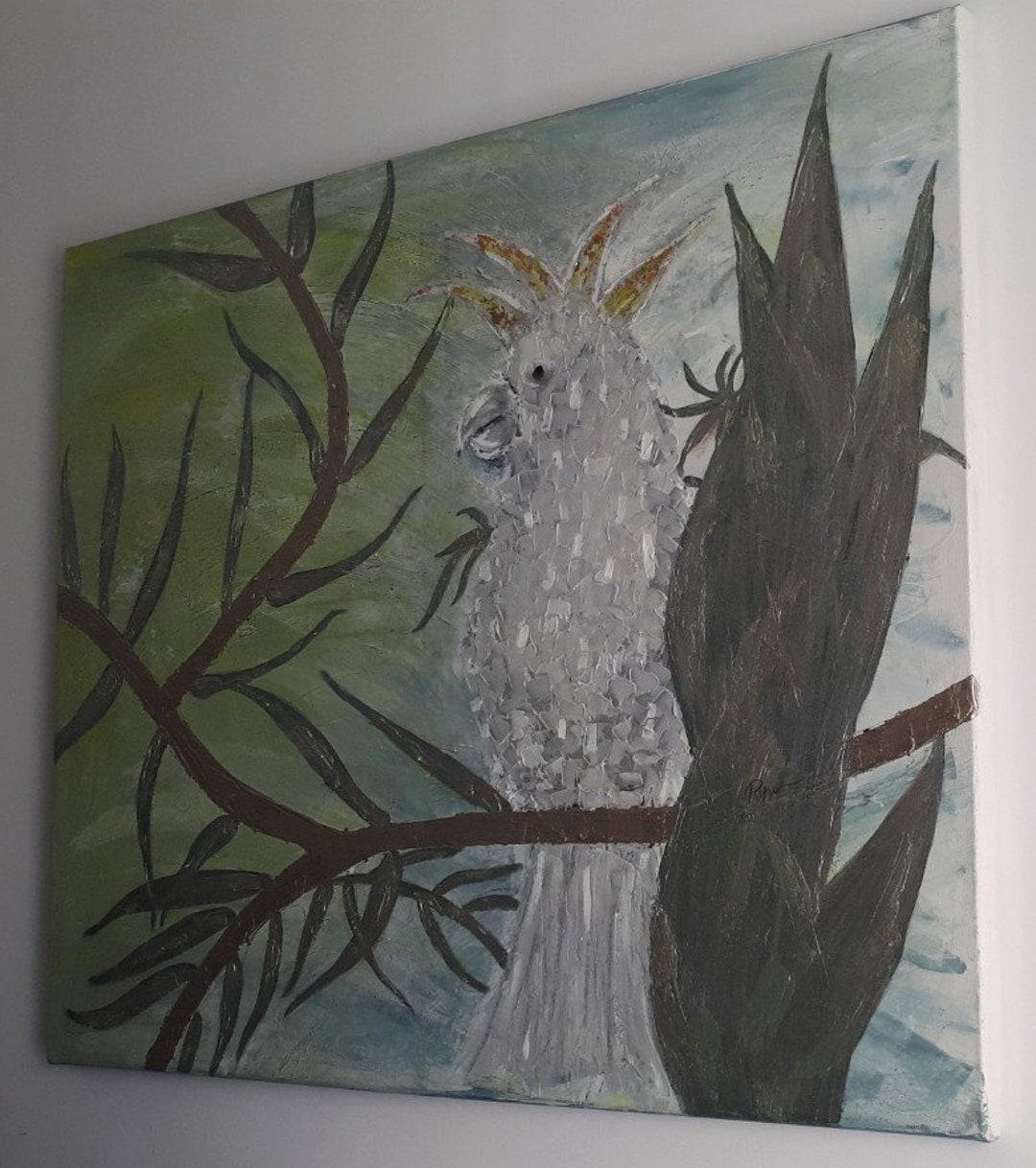 Parrot Art, Bird Acrylic Painting on Canvas - Etsy