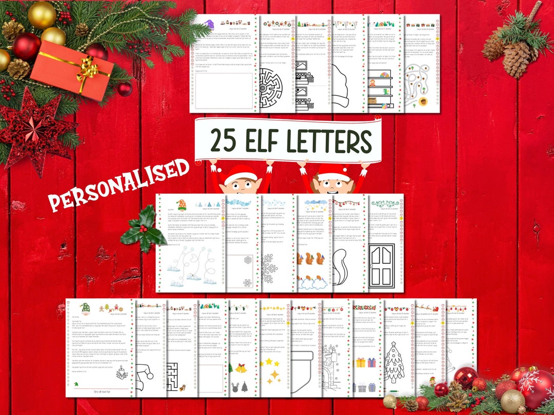 Personalized Activity Printable Elf Letters Advent Calendar Kit Elf on ...