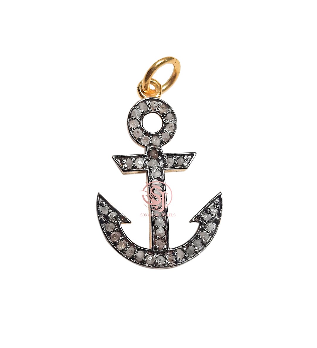 Diamond Anchor Pendant: Rose Cut Pave 925 Sterling Silver - Etsy