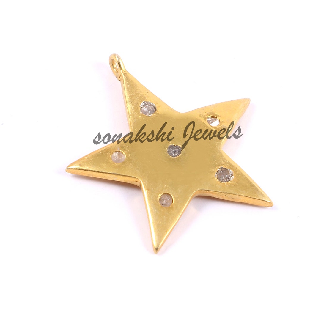 Pave Diamond Large Star Pendent Design Sterling Silver 925 Jewelry ...