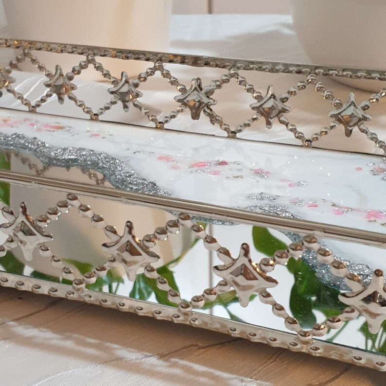 Silver Mirror Tray for Coffee Table in White Color Decorative With ...