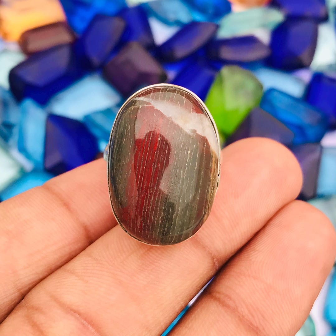 5.75" US Size Natural Red Jasper Ring / Red Jasper Jewelry / Red Jasper ...