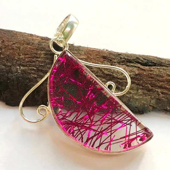 2 Inch Beautiful Pink Rutile Quartz Pendant Fine | Etsy