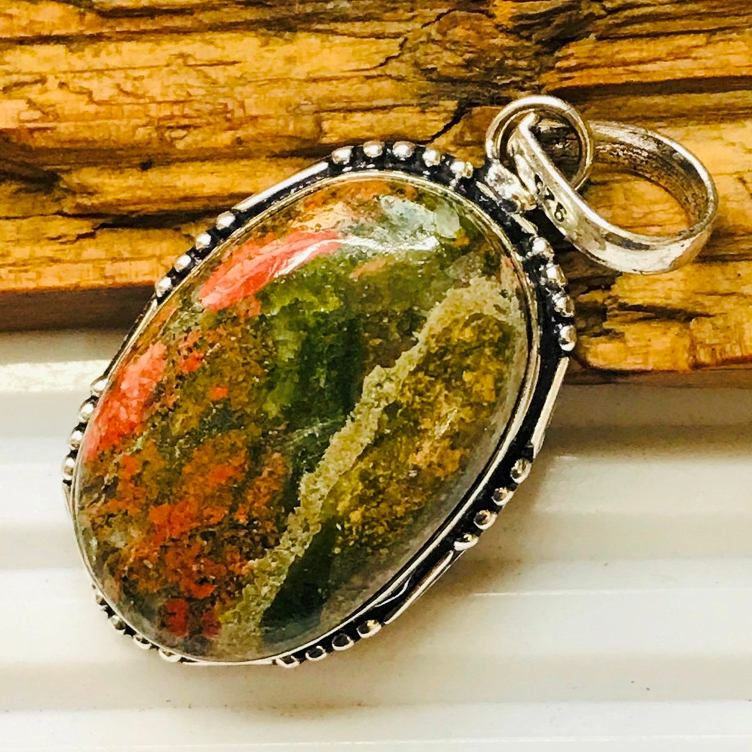 1.70" Inch Natural Unakite Jasper Pendant / Unakite Jasper Jewelry ...