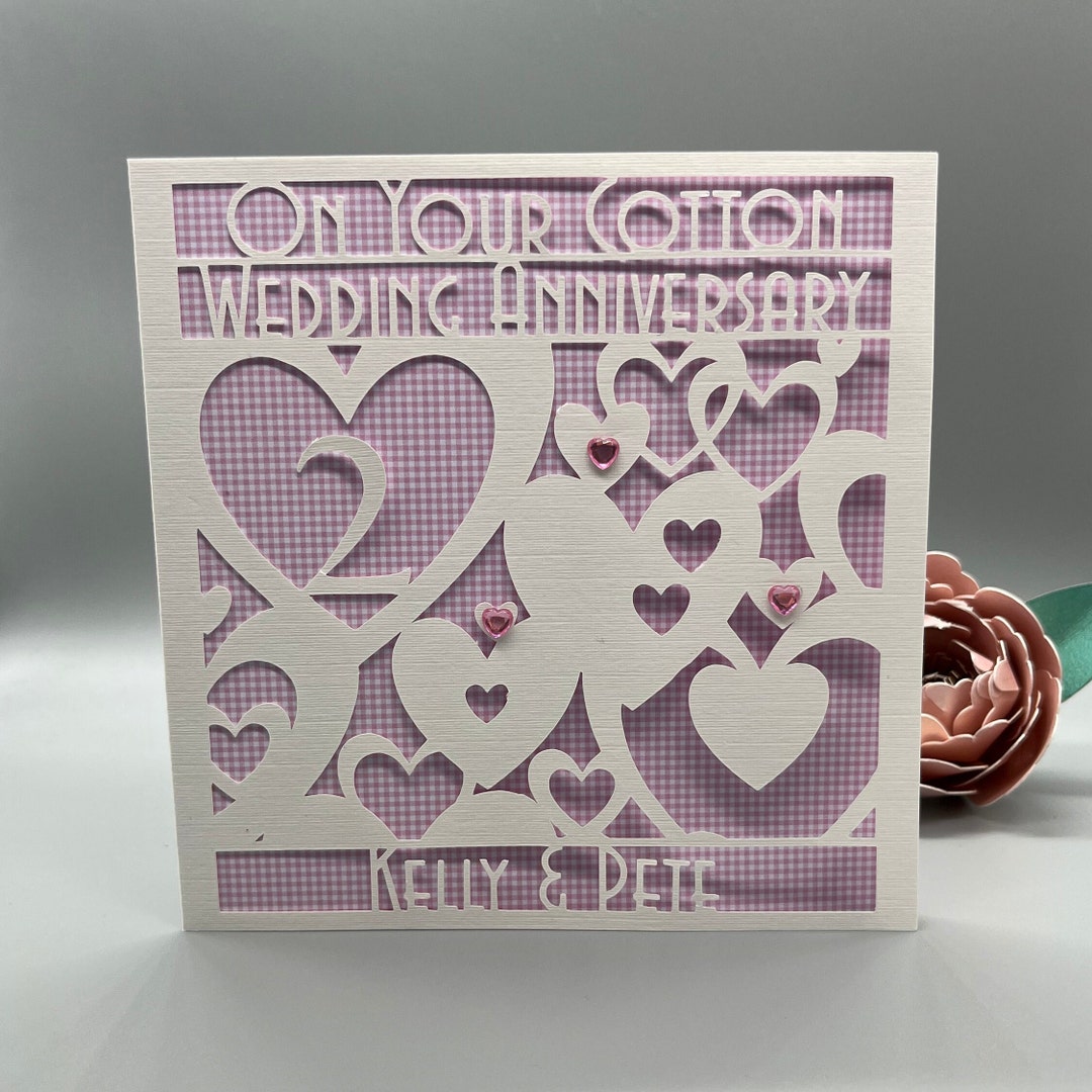 2nd Wedding Anniversary Card, Personalised, Any Names, Daughter, Son in ...