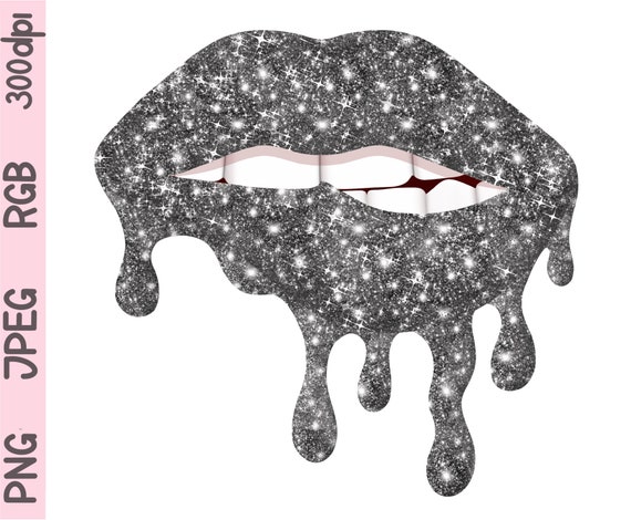 Silver Glitter Lips PNG descarga de sublimación Diseño de - Etsy España