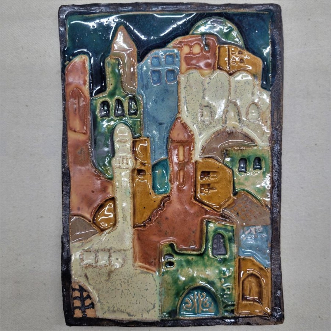 Handmade Ruth Factor Glazed Ceramic Tile Rectangle Shape Jerusalem ...
