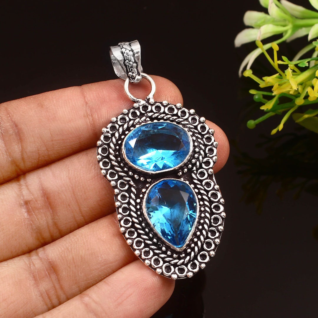 Topaz Pendant,handmade Pendant,blue Topaz Pendant,925 Sterling Silver ...