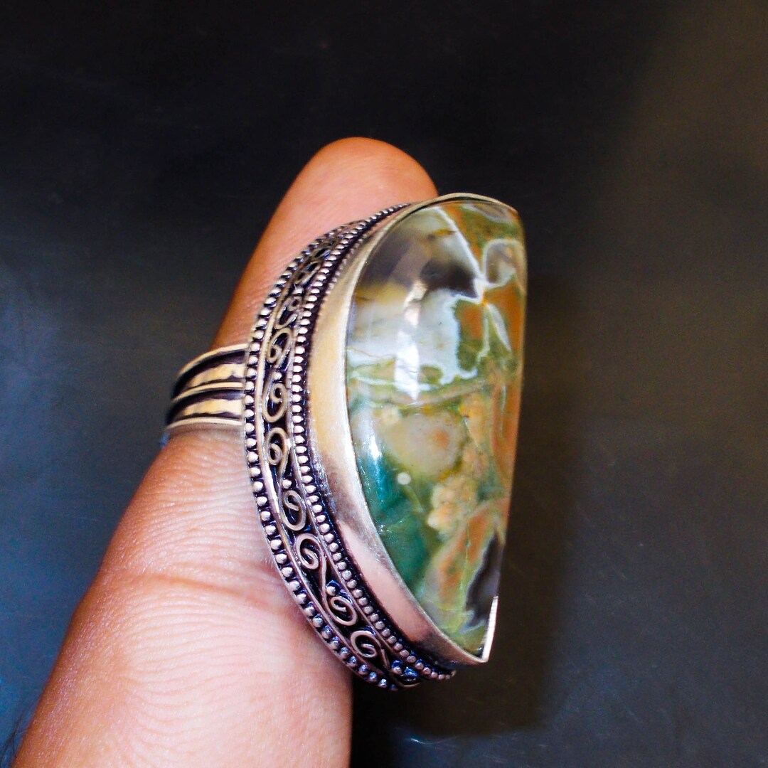 Natural Rhyolite Ring, Statement Ring,gemstone Ring,gift for Her, Women ...