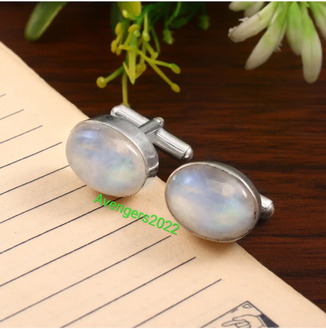 Moonstone Gemstone Cufflinks,wedding Cufflinks,925 Sterling Silver ...
