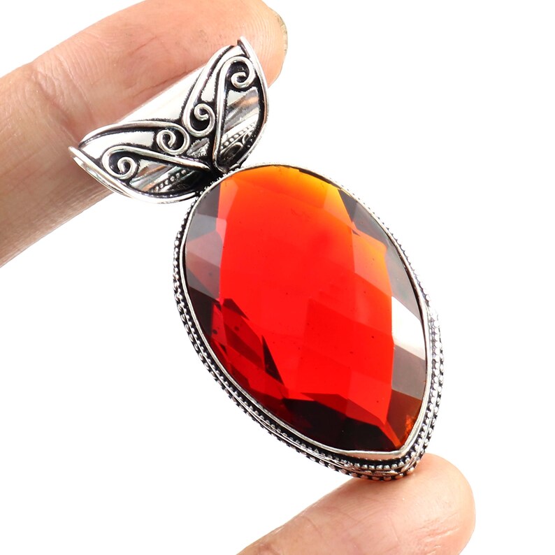 Garnet Pendant,red Gemstone Pendant,handmade Pendant,925 Sterling ...