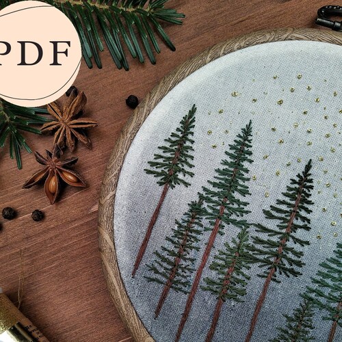 Camping Hand Embroidery Pattern Summer Forest PDF Download - Etsy