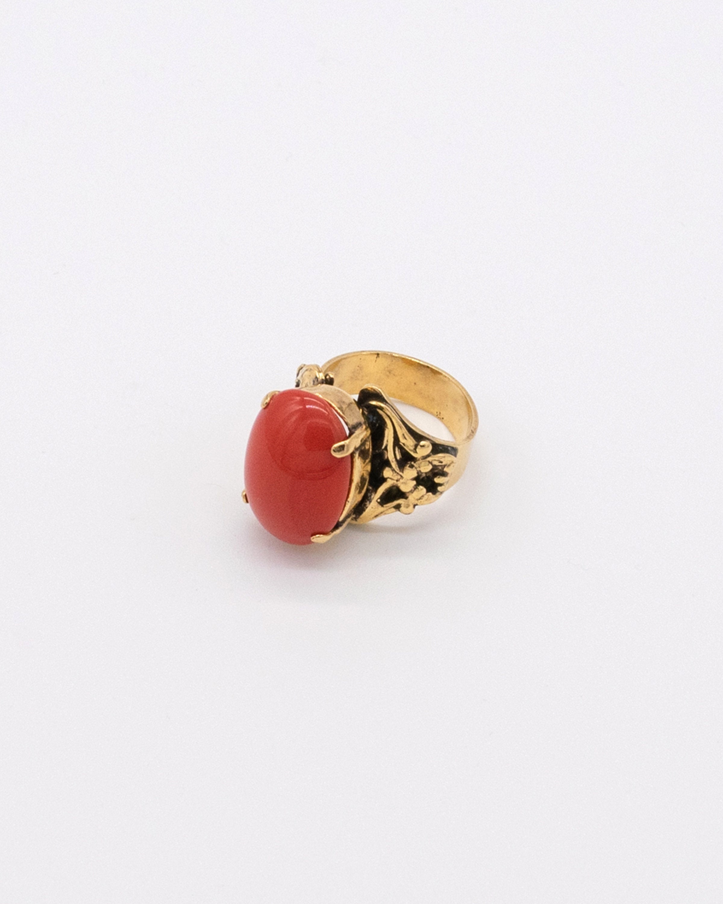 Coral Red Gold Ring Ortica Handmade Vintage Jewelry Made - Etsy