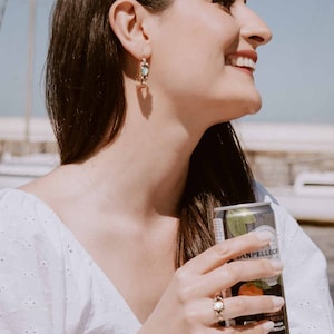 Aqua Gold Earrings & Ring Set | Ortica Handmade Vintage Jewelry | Made in Italy | Hooped Art ...