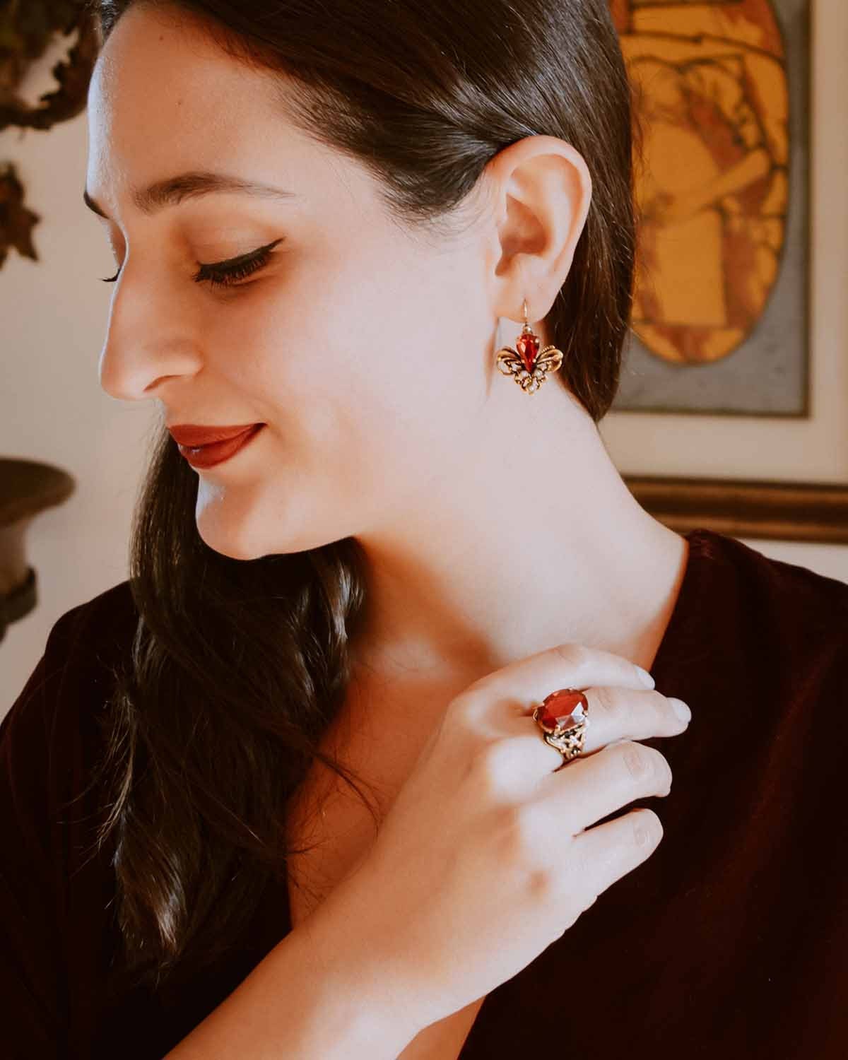 Ruby Red Gold Ring Ortica Handmade Vintage Jewelry Made in - Etsy UK