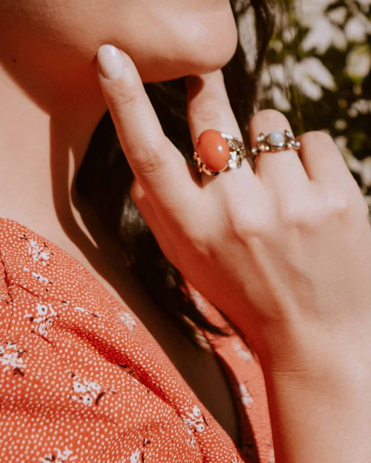 Coral Red Gold Ring Ortica Handmade Vintage Jewelry Made - Etsy