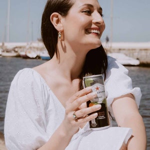 Aqua Gold Earrings & Ring Set | Ortica Handmade Vintage Jewelry | Made in Italy | Hooped Art ...