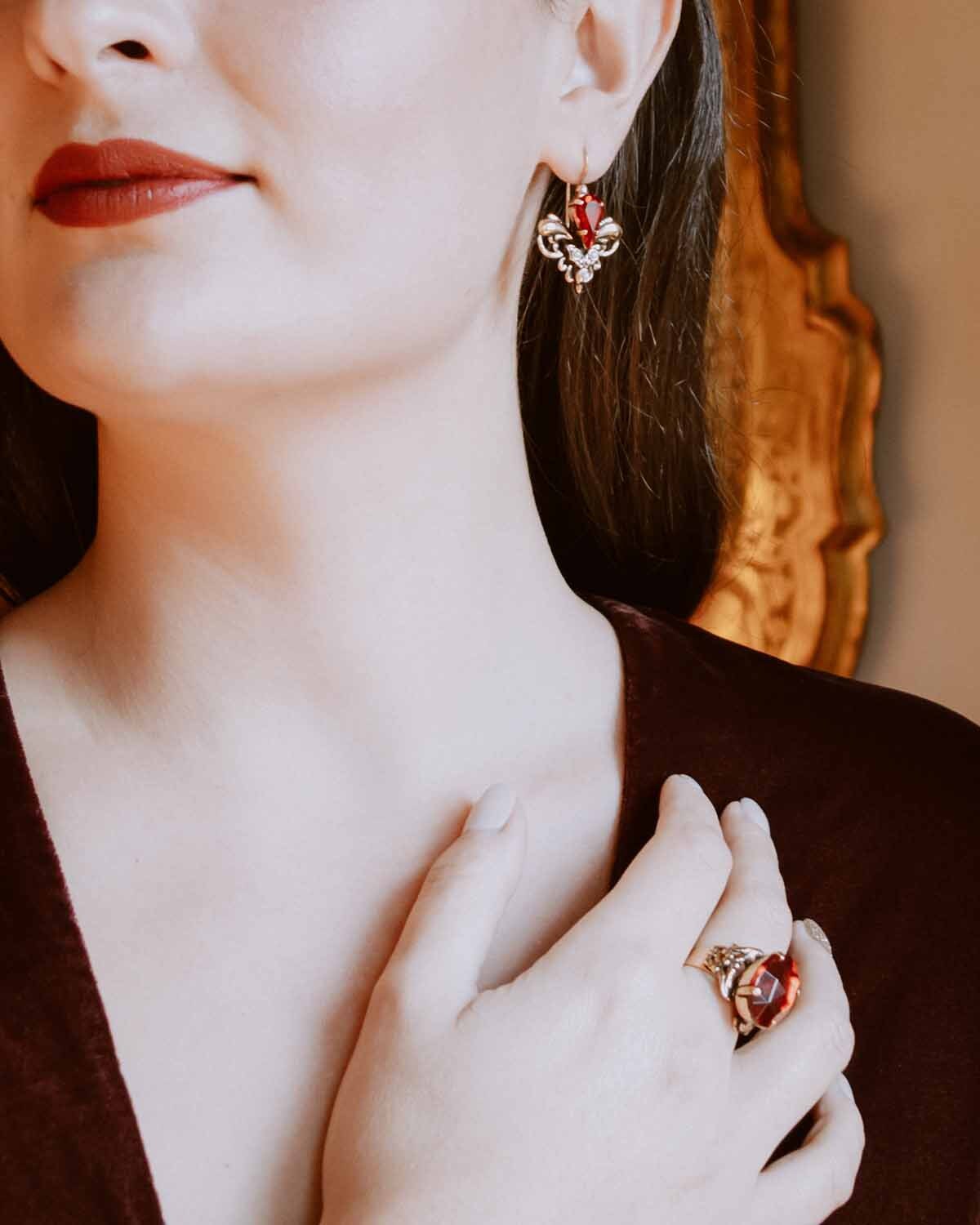 Ruby Red Gold Ring Ortica Handmade Vintage Jewelry Made in - Etsy UK