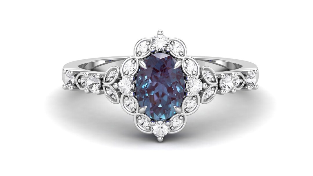 2,20 carats AAA alexandrite pierres précieuses platine femmes alliances ...