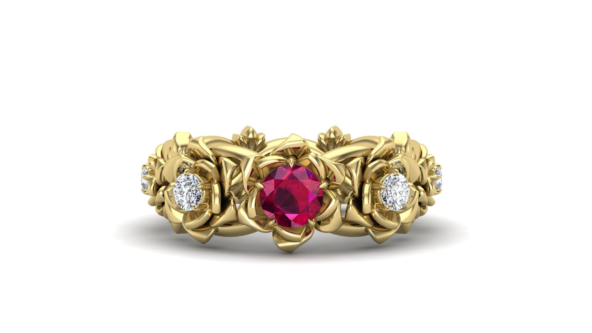 1.00 ct Ruby gemstone 14KT yellow gold bridal ring engagement | Etsy