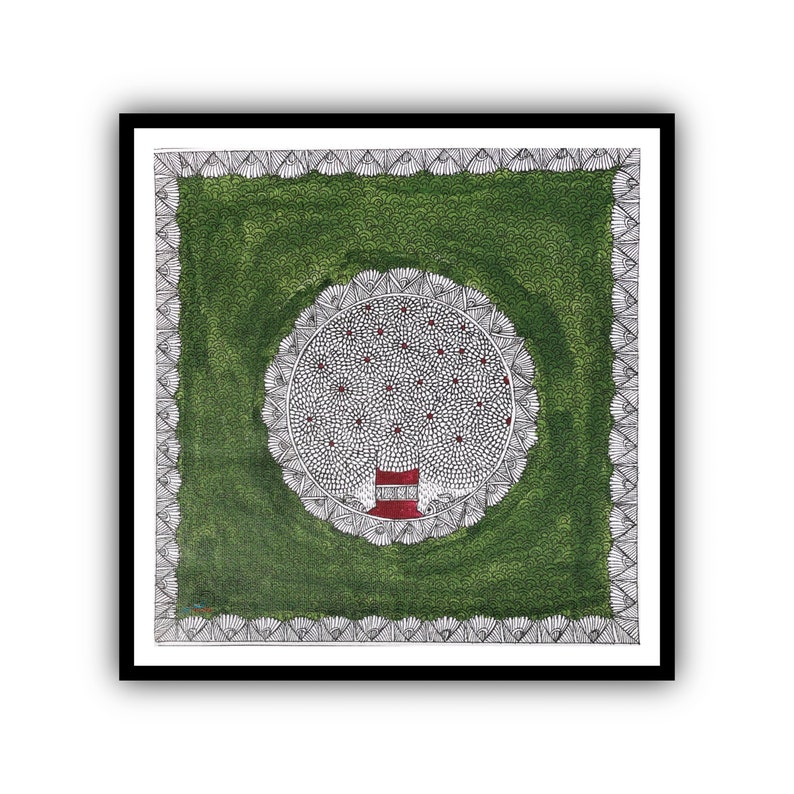 Kachni Style line Work Madhubani Art Painting, Tree of Life ,wall Decor ...