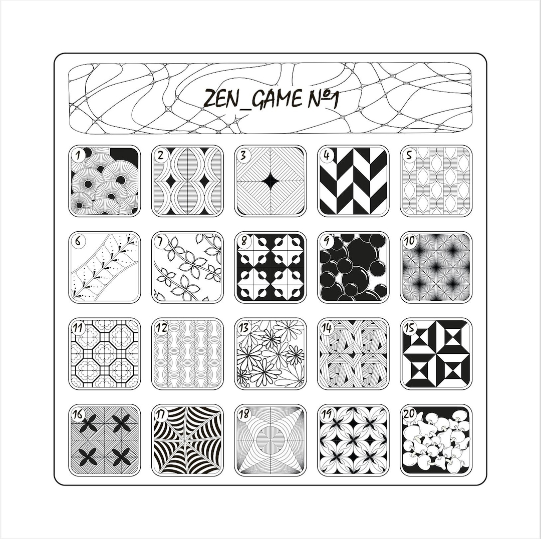 PDF - Zen Game 1, Choice of Tangle is Easy, Game of Zentangle - Etsy